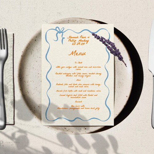 Pink & Red Wavy Menu Template Hand Drawn Wedding/bridal - Etsy Australia