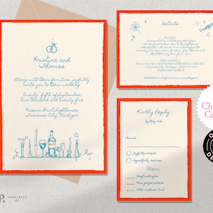 Wedding Invitation Suite Template Hand Drawn Scribble - Etsy