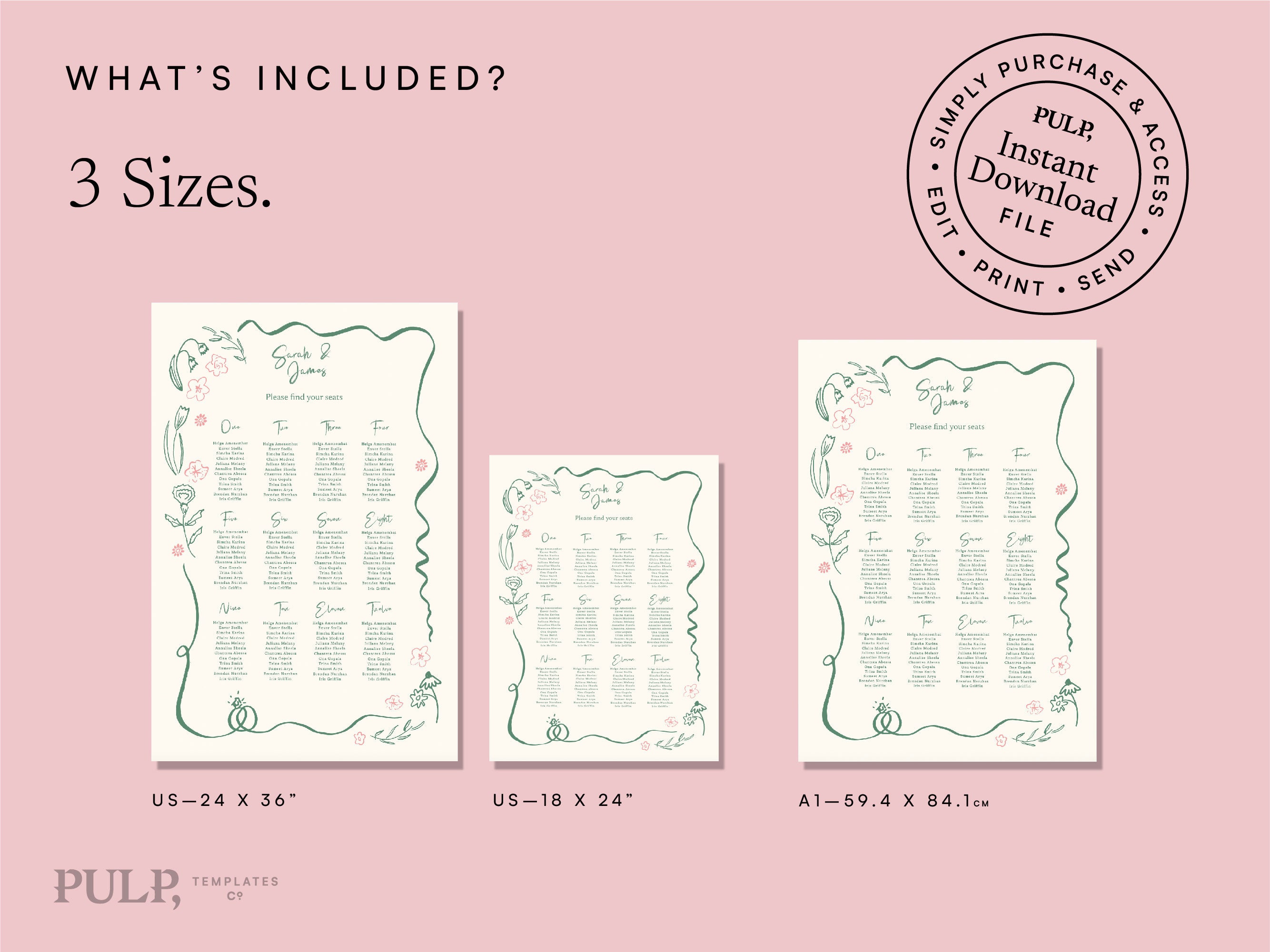 SEATING CHART TEMPLATE | Colorful, Whimsical Wavy Edge With Hand Drawn ...