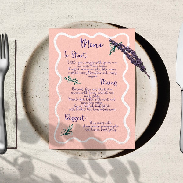 Wavy Edge Menu - Etsy