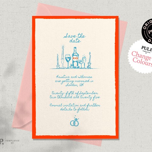SAVE THE DATE Template Colorful Whimsical Funky Scribbled - Etsy