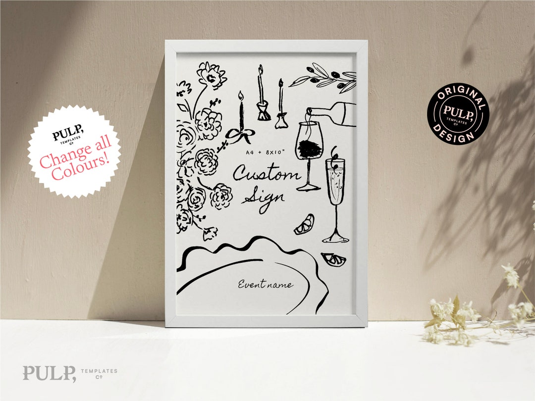 CUSTOM SIGN TEMPLATE | Quirky Hand Drawn Illustrations | Handwritten ...