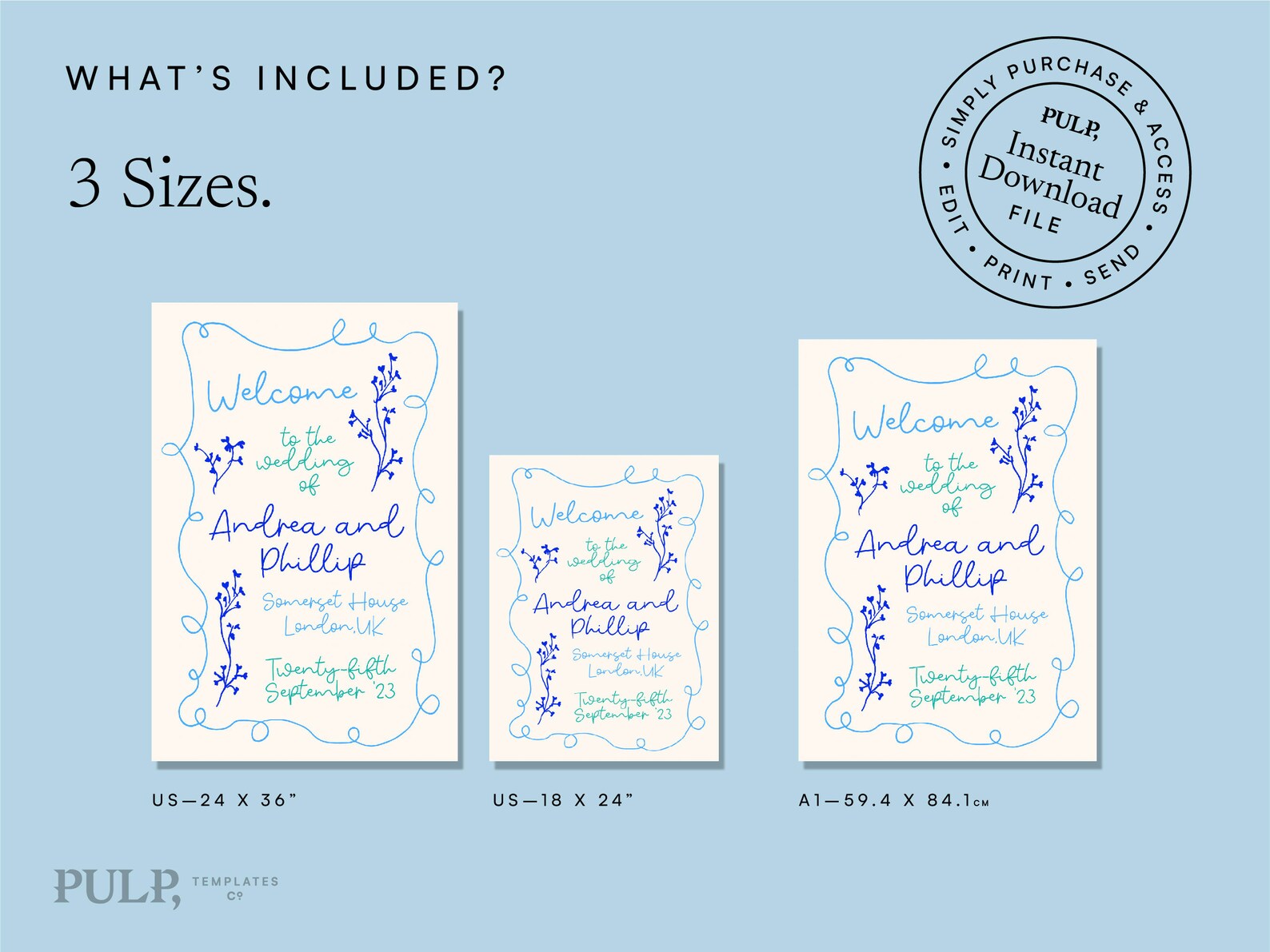 WELCOME SIGN Template | Colorful, Whimsical, Funky, Hand Drawn, Wavy ...