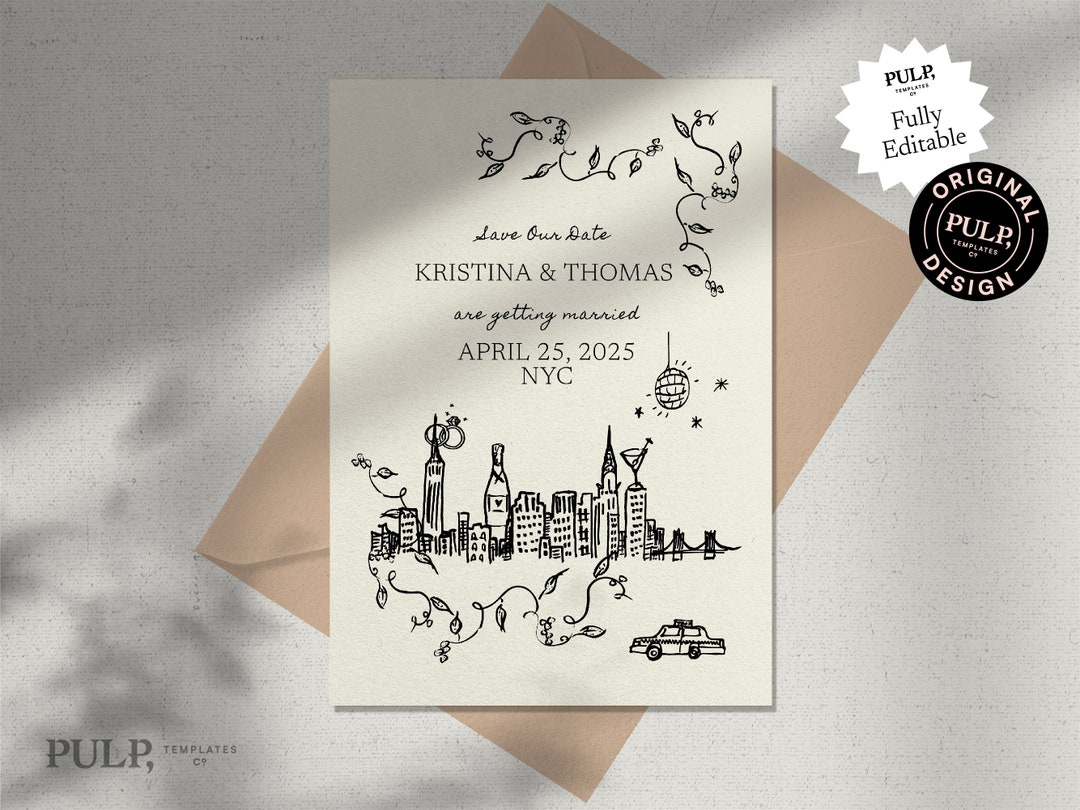 SAVE THE DATE Template | Nyc Invite | Bachelorette, Hen, Wedding ...