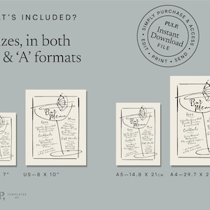 BAR + DRINKS MENU Template | Hand Drawn Pen Scribble Illustration With ...
