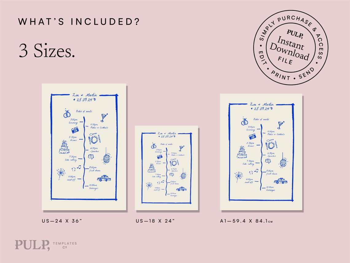 ORDER of EVENTS TEMPLATE | Wedding Timeline Sign | Handwritten and Hand ...