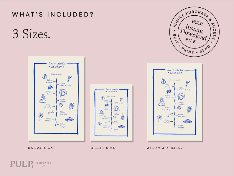 ORDER of EVENTS TEMPLATE Wedding Timeline Sign Handwritten - Etsy