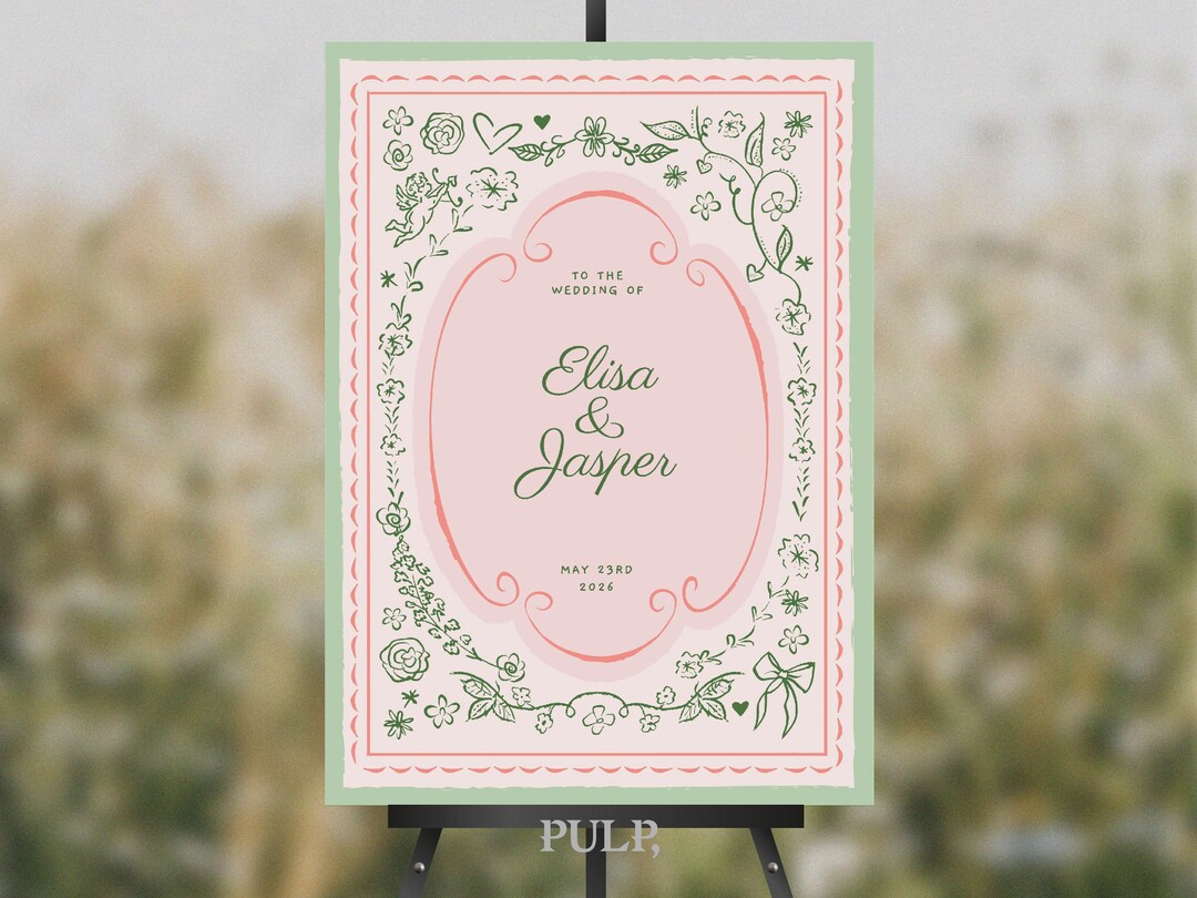 Editable WELCOME SIGN Template | Elegant Floral Frame | 0072 - Etsy UK