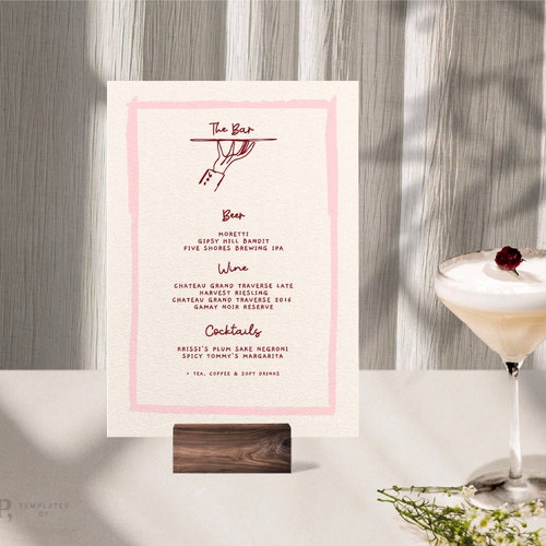 BAR DRINKS MENU Template Hand Drawn & Handwritten Scribble - Etsy