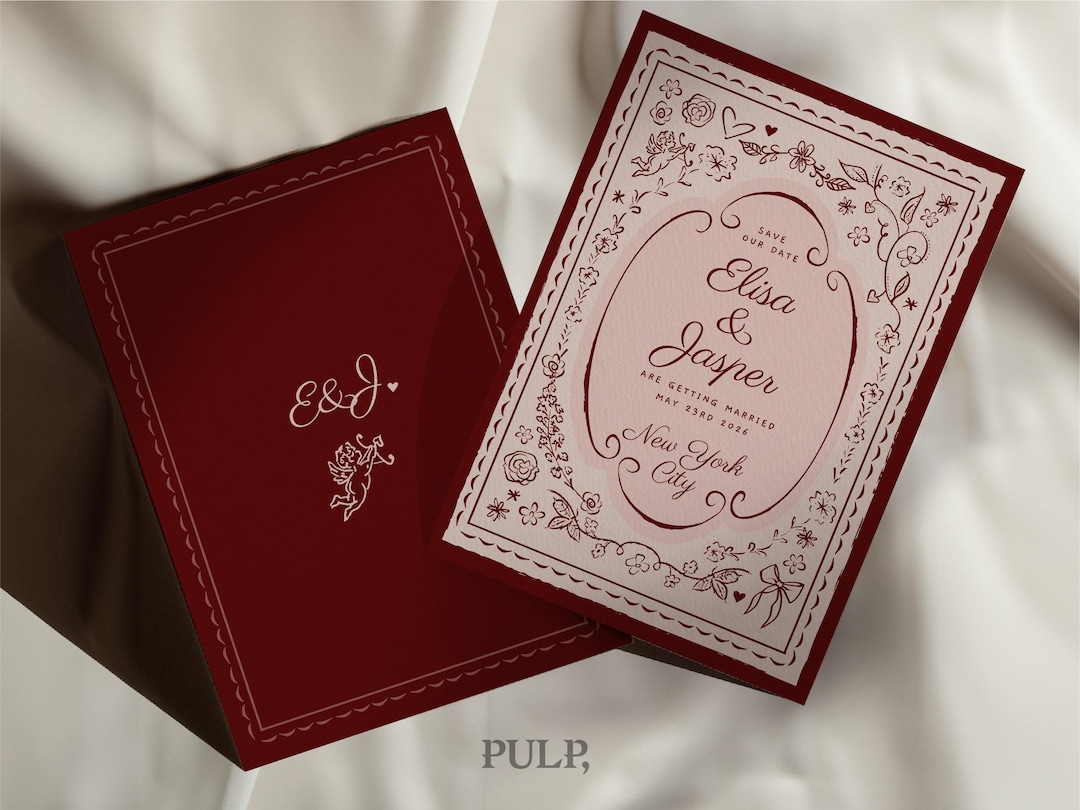 Burgundy Floral Save the Date Template | Regency Wedding Invitation ...