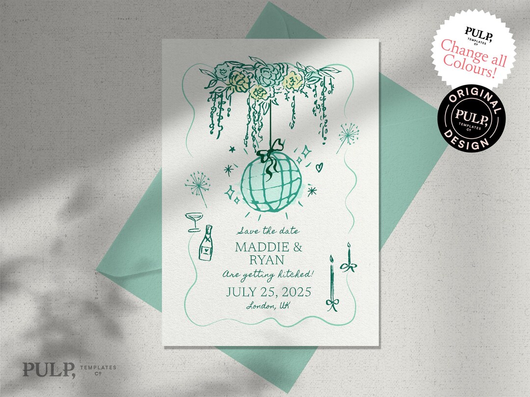 SAVE THE DATE Template | Hand Drawn Floral Illustrations and ...