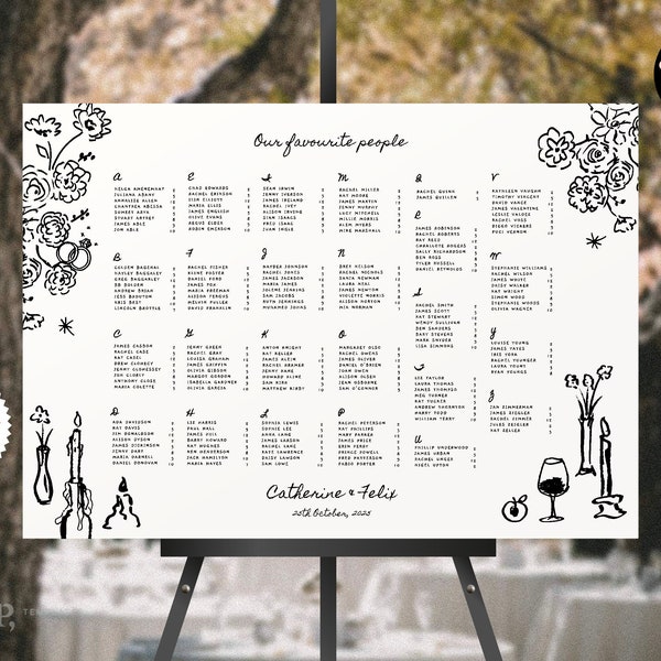 Seating Chart Black Font - Etsy