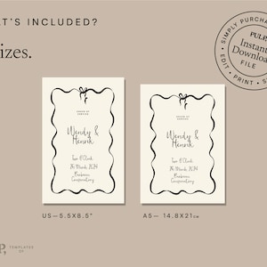 WEDDING CEREMONY PROGRAM Template Wavy Ribbon Hand Drawn Illustration ...