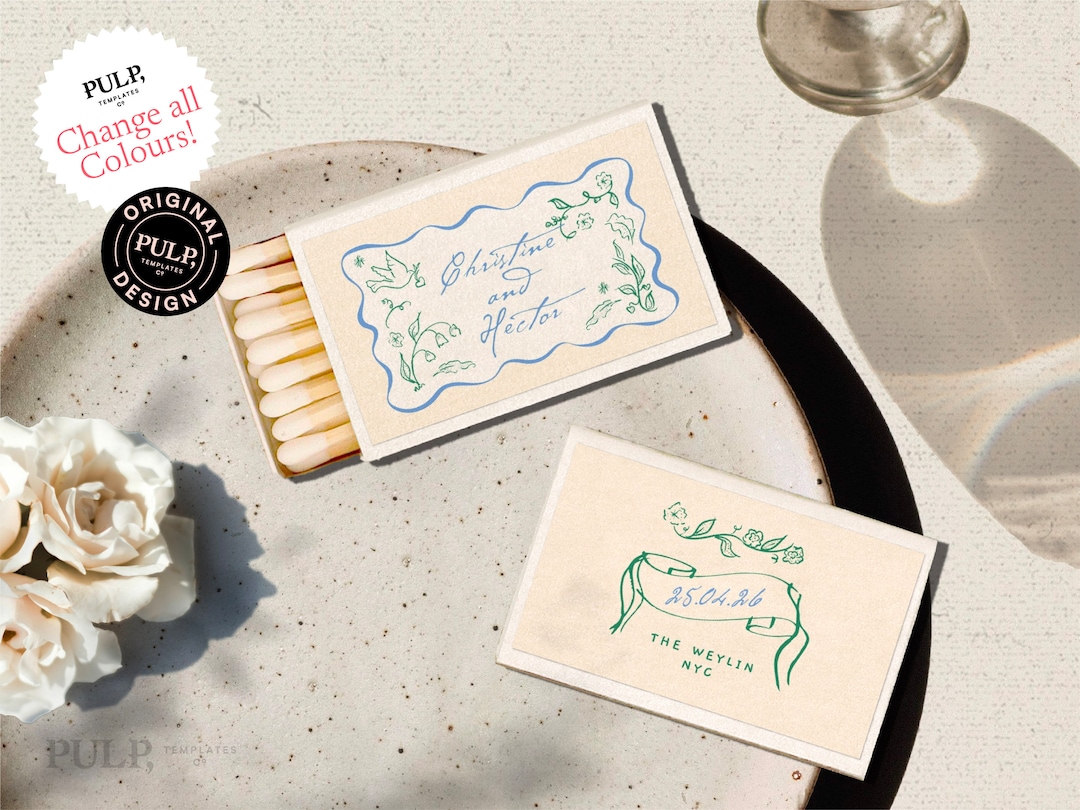 MATCHBOX FAVOR Template | Unique, Funky, Colorful Hand Drawn ...