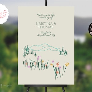 WELCOME SIGN Template | Colorful, Mountain Wildflower, Hand Drawn ...