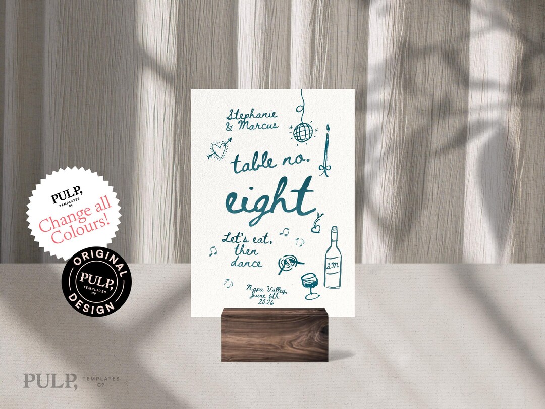 RECEPTION TABLE NUMBERS Template | Wedding Table | Seating | Whimsical ...