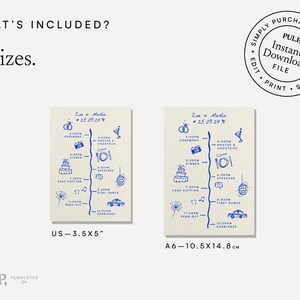 WEDDING TIMELINE CARD Template | Order of Events | Day Details | Funky ...