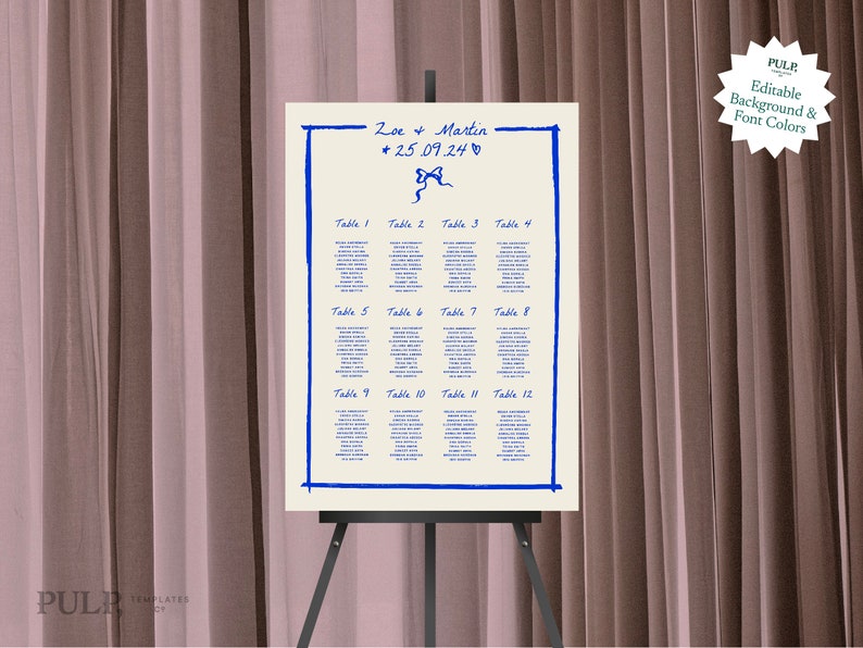 SEATING CHART TEMPLATE | Colorful, Whimsical, Funky, Hand Drawn ...