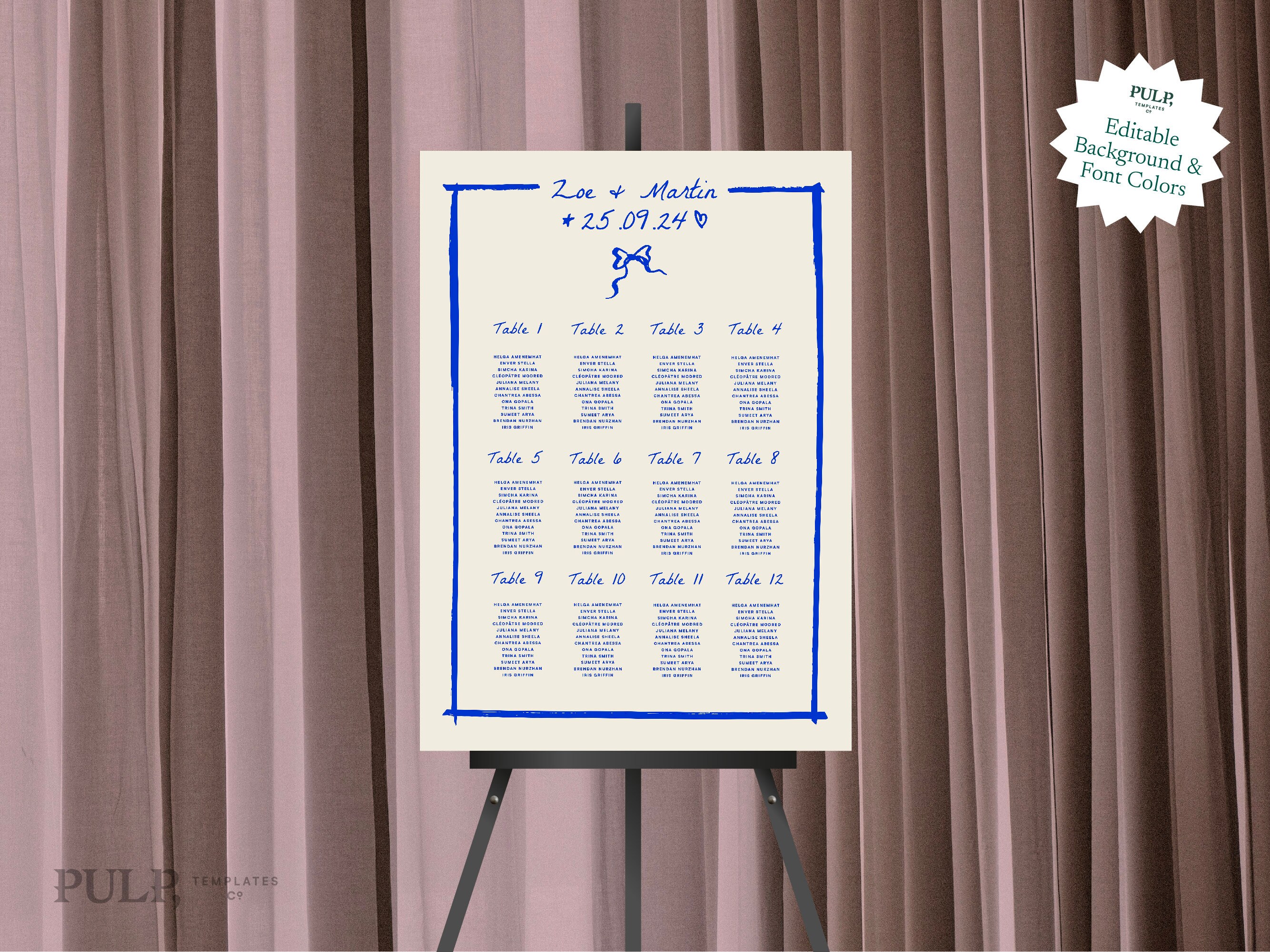 SEATING CHART TEMPLATE | Colorful, Whimsical, Funky, Hand Drawn ...