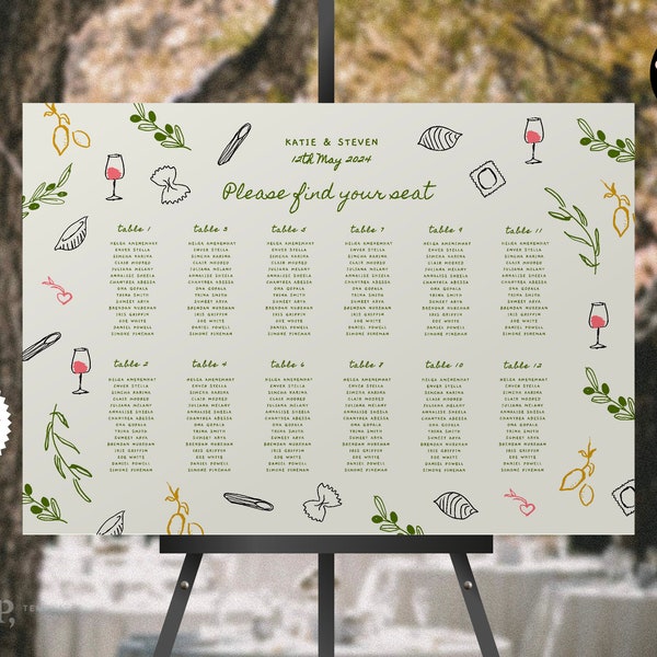 Colorful Seating Chart - Etsy