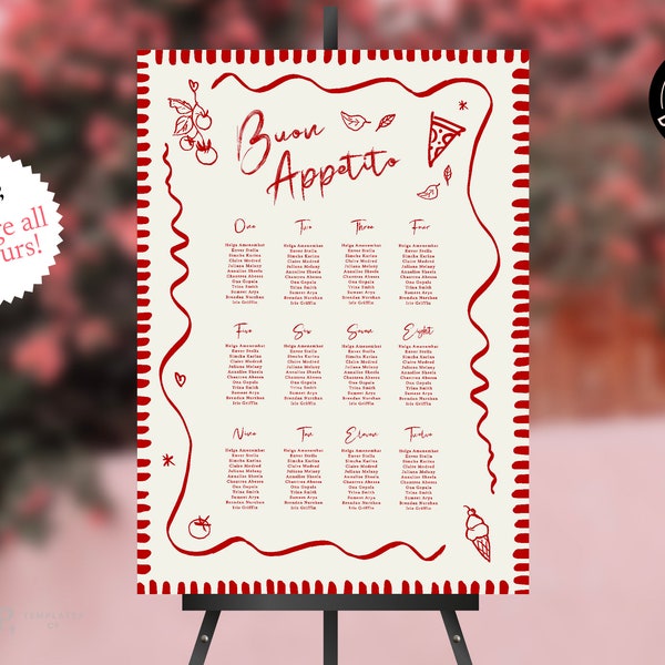 Italian Party Seating Chart - Etsy