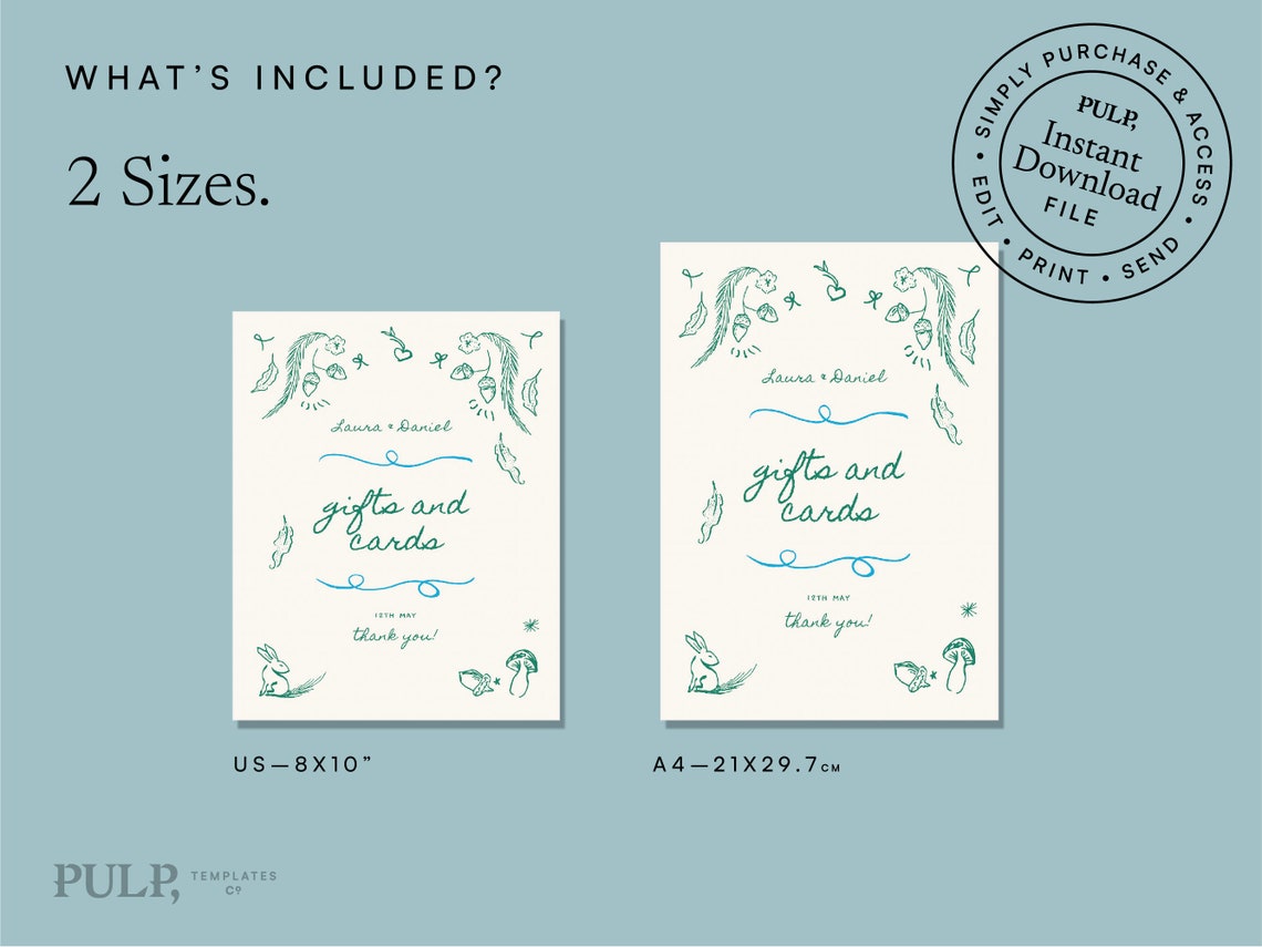 GIFT TABLE SIGN | Quirky Hand Drawn Woodland Forest Inspired ...