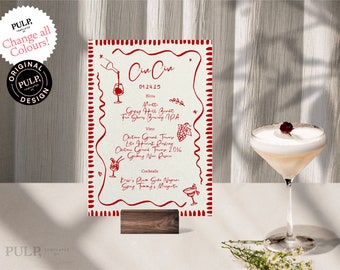 Pink Drink Bar Menu Template Printable, Hand Drawn Line Art Illustrated ...
