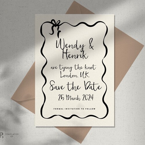 SAVE THE DATE Retro 50s Scallop Wavy Edge Wedding Invite - Etsy