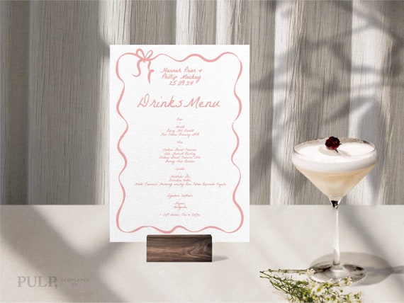 BAR / DRINKS MENU Custom Cocktail Menu Editable Instant - Etsy