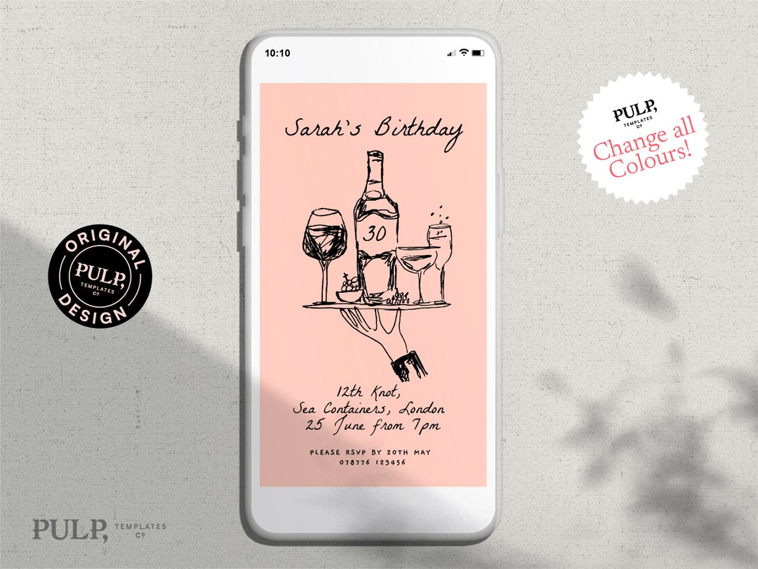 Evite Birthday Invitation (template) | Hand Drawn Party Text Invitation ...