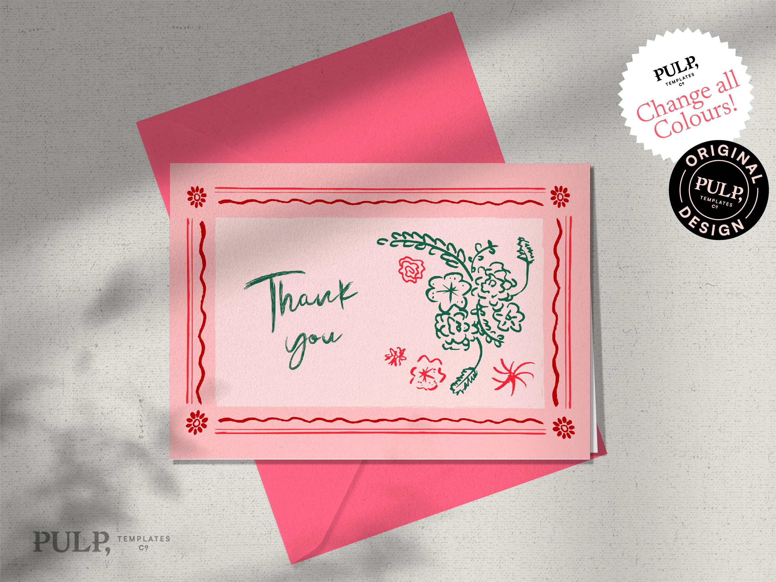 THANK YOU CARD Template | Maximalist Quirky Hand Drawn Illustrations ...