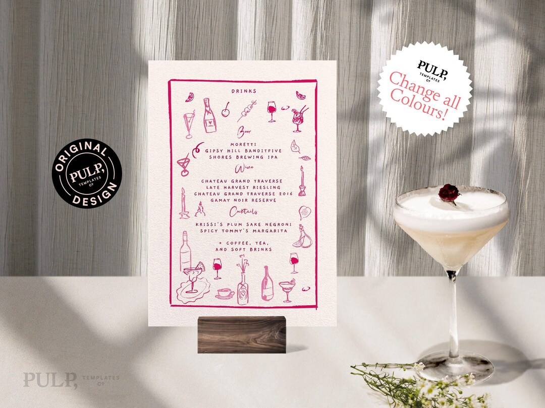 BAR + DRINKS MENU Template | Hand Drawn & Handwritten Scribble ...