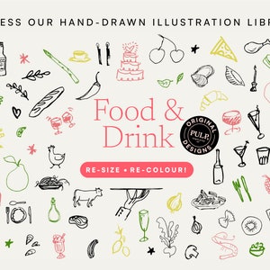 MENU + PLACE CARD Template | Hand Drawn & Handwritten Scribble ...