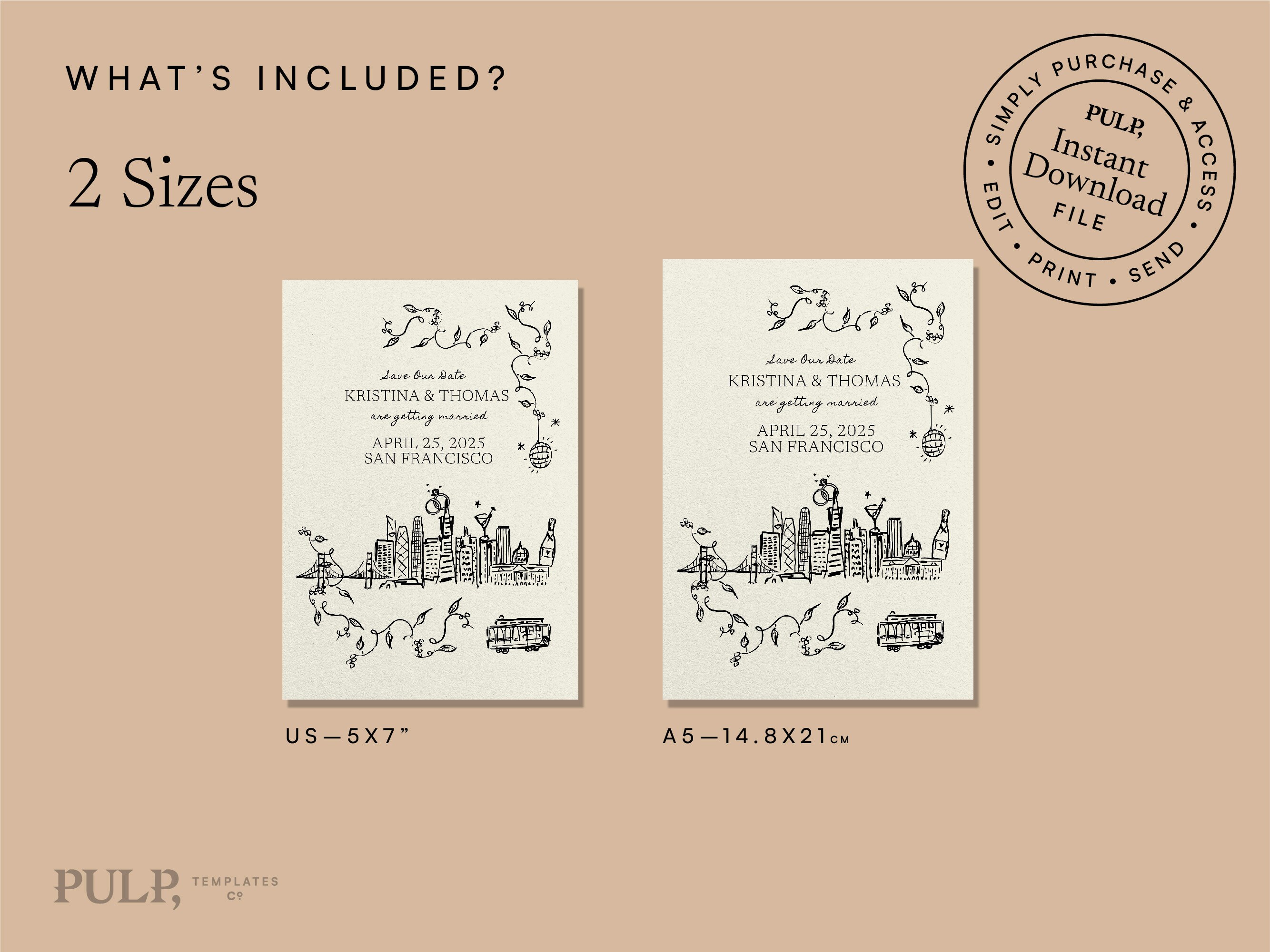 SAVE THE DATE Template | San Francisco Skyline Invite | Bachelorette ...