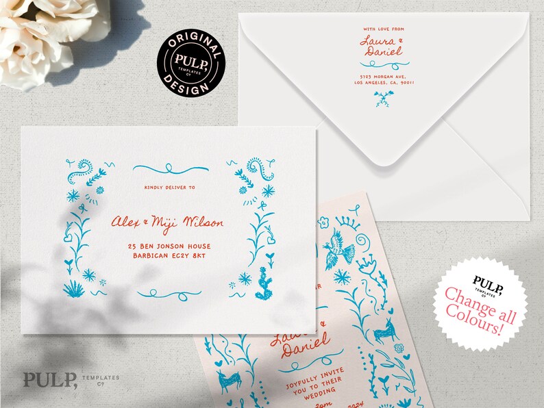 PRINTABLE ENVELOPE ADDRESS Template Mexican Inspired - Etsy