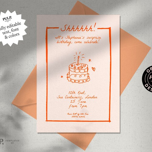 Party Invitation Hand Drawn Vintage Scribble Illustration - Etsy