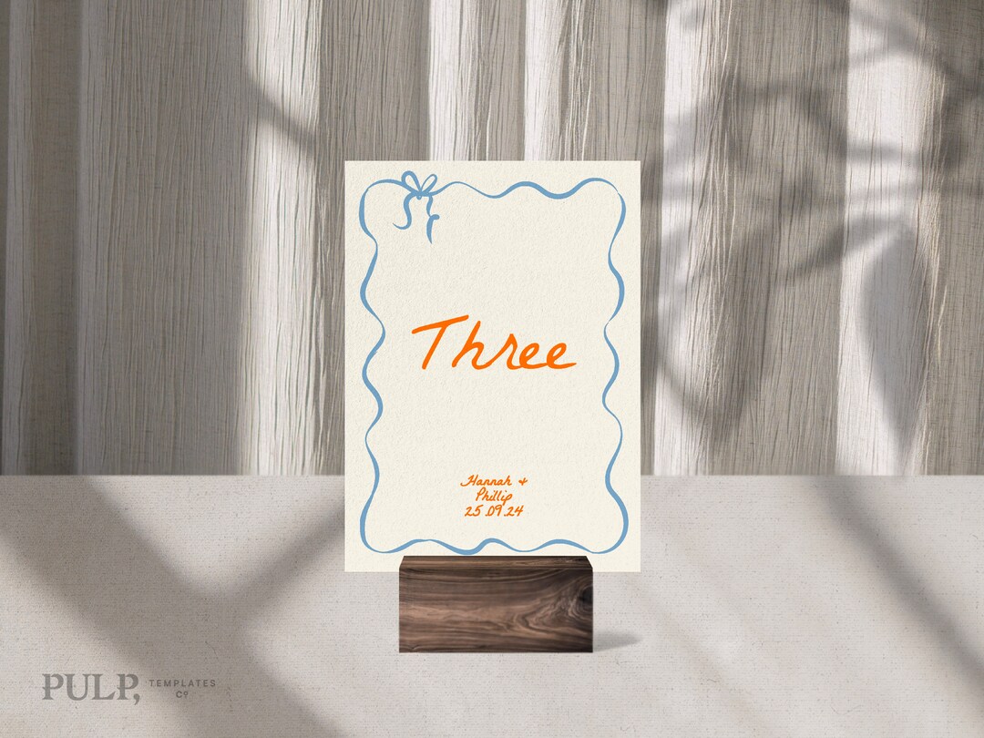 RECEPTION TABLE NUMBER | Ribbon Bow Scallop Wavy Edge Table Numbers ...