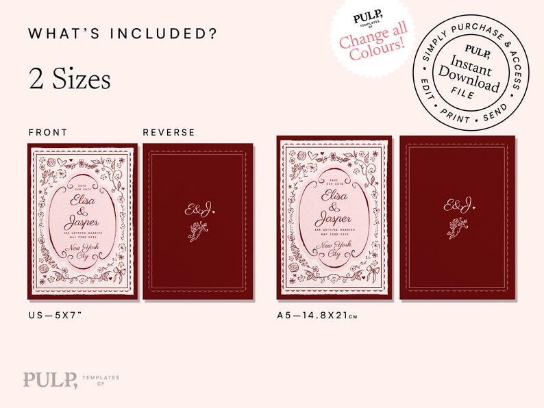 Burgundy Floral Save the Date Template | Regency Wedding Invitation ...