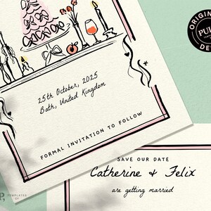 SAVE THE DATE Template | Whimsical, Colorful, Funky, Hand Drawn, Bow ...