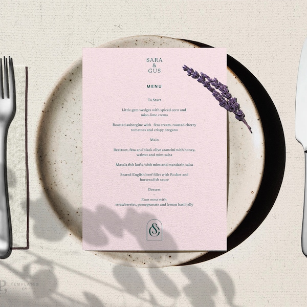 Monogram Menu - Etsy