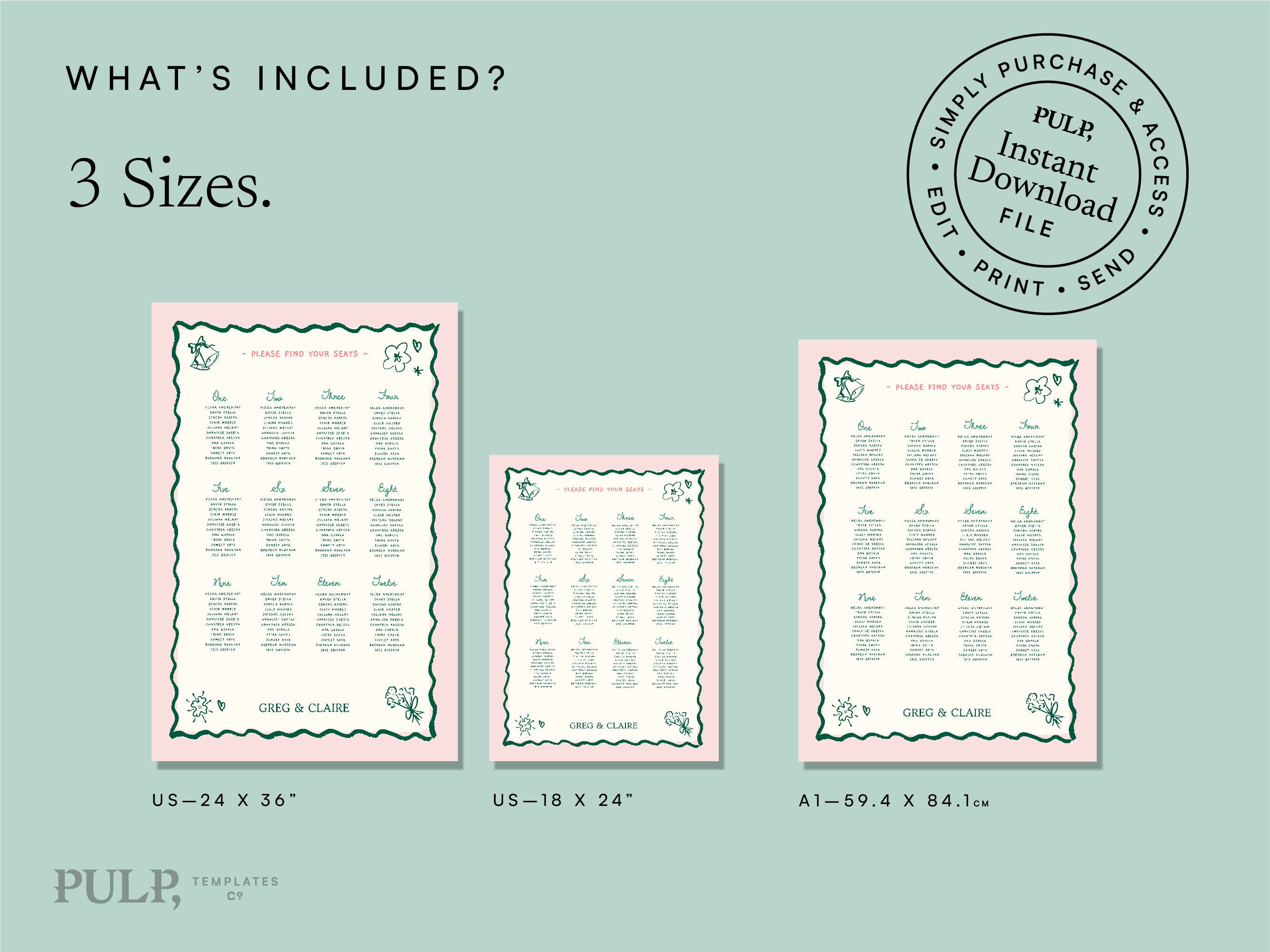 SEATING CHART TEMPLATE | Colorful, Whimsical, Funky, Hand Drawn ...
