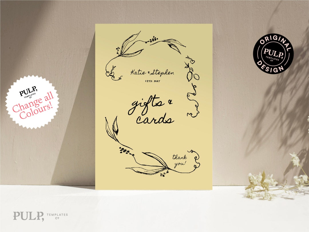 GIFT TABLE SIGN Template | Italian Wedding Party | Mediterranean ...