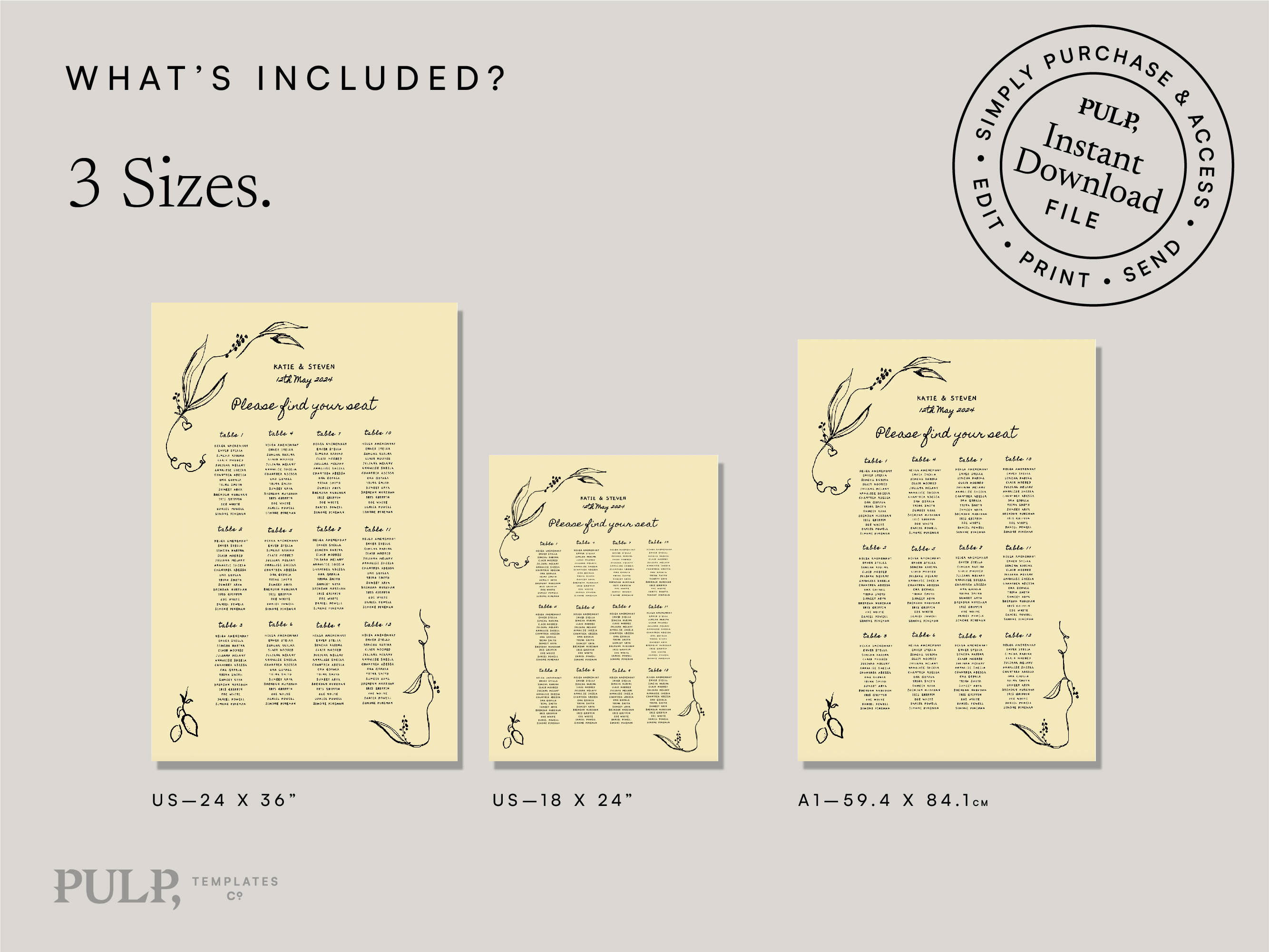 SEATING CHART TEMPLATE Portrait Italian Destination Wedding - Etsy