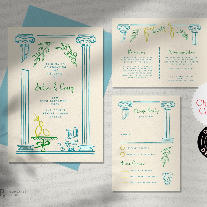 Greek Wedding Invitation - Etsy
