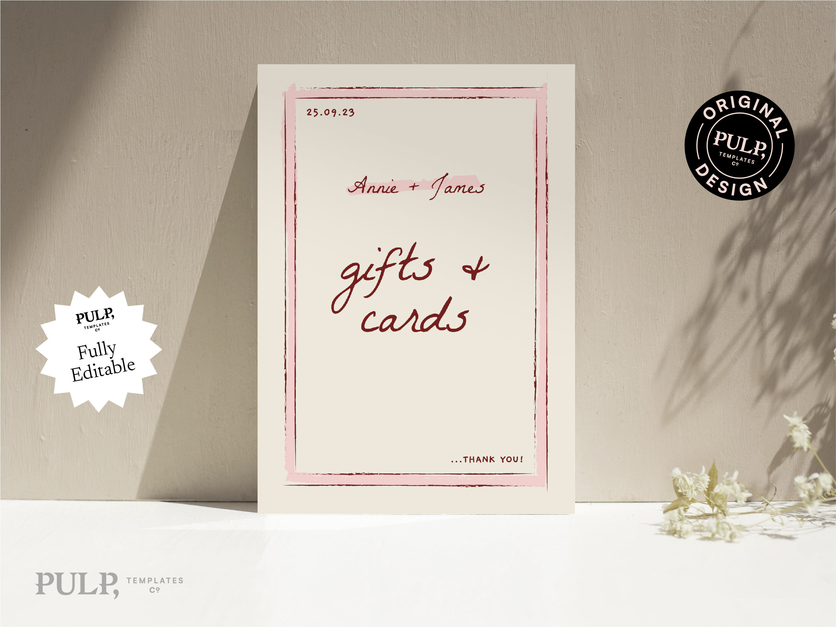 GIFT TABLE SIGN Template Retro Vintage Wedding Baby - Etsy