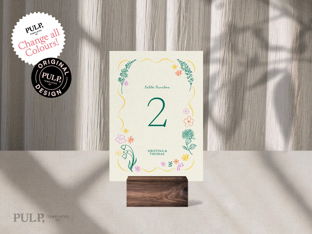 RECEPTION TABLE NUMBERS Template | Wedding Table | Whimsical, Wavy ...