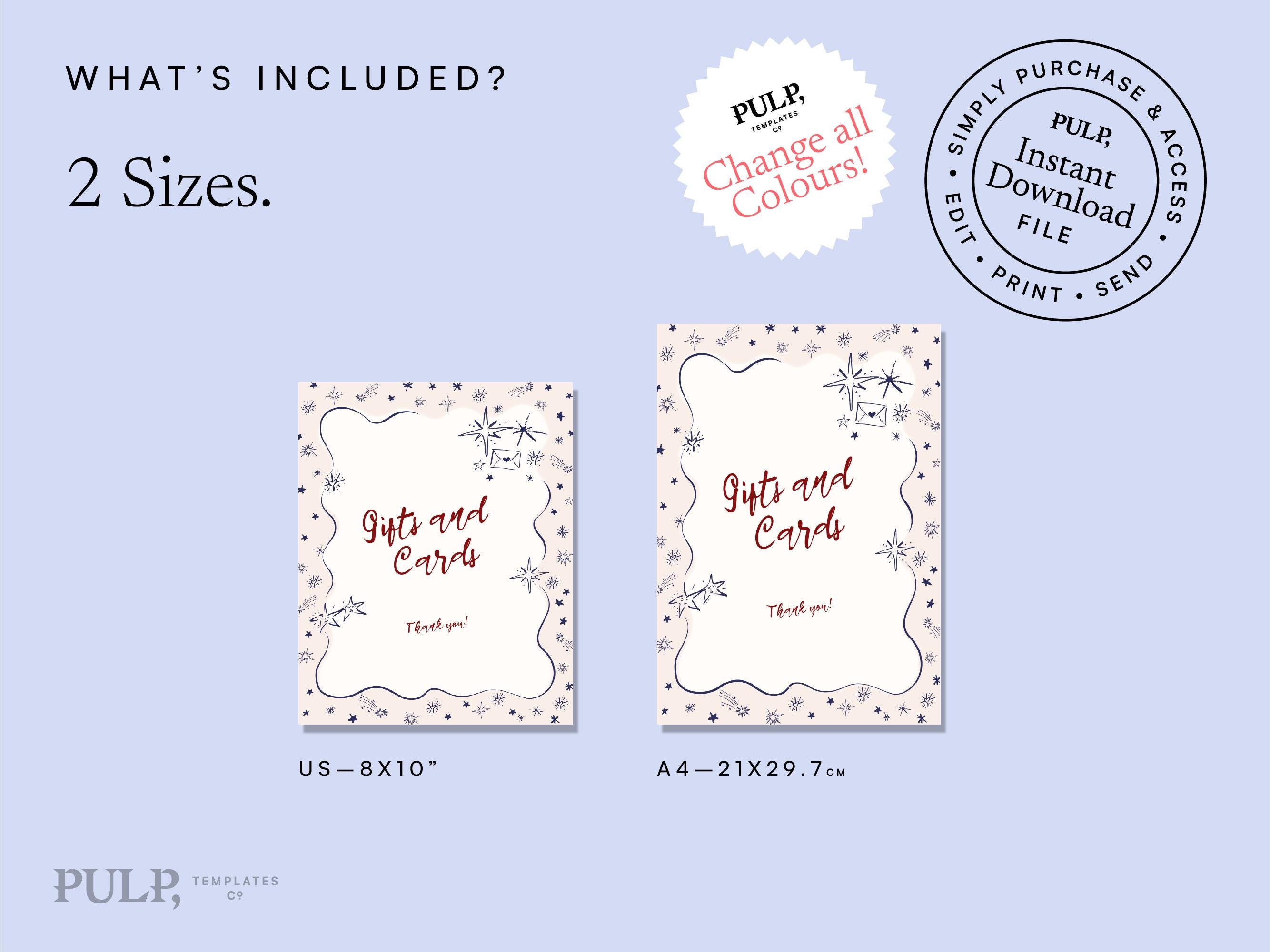 GIFT TABLE SIGN Template | Fun Hand Drawn Stars, Celestial Wedding ...