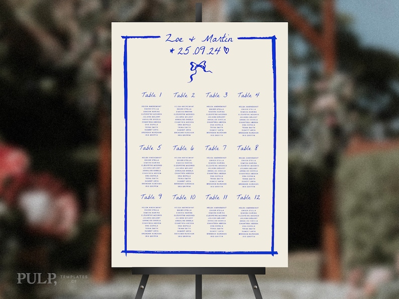 SEATING CHART TEMPLATE | Colorful, Whimsical, Funky, Hand Drawn ...