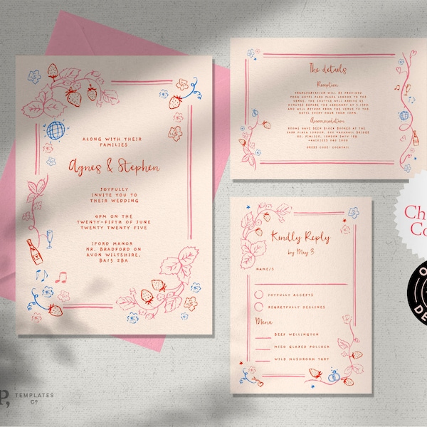 Doodle Wedding Invitation - Etsy