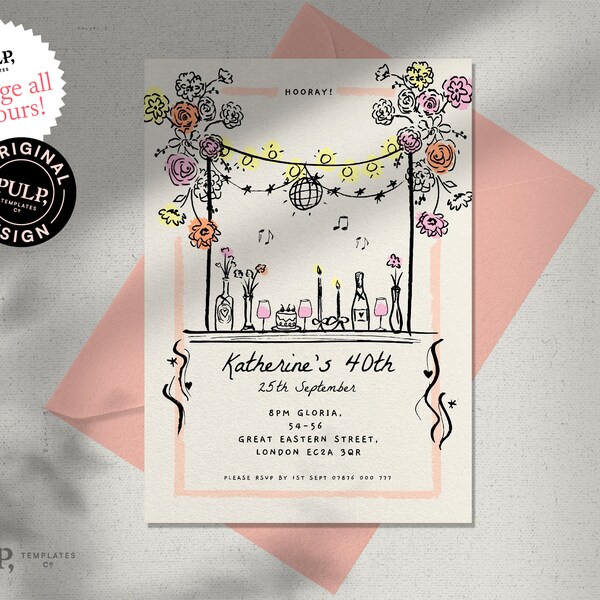 Hand Drawn Invite - Etsy